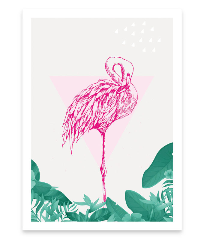 Affiche Pink Flamingo – Øn the wall again